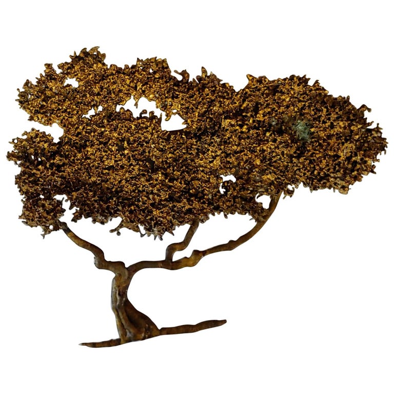 Brutalist Style Bronze Tree Wall Sculpture For Sale at 1stDibs
