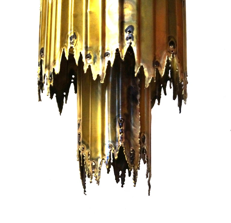 Brutalist Swag Pendant Light Lamp Tom Greene Brass Feldman Co Mid ...