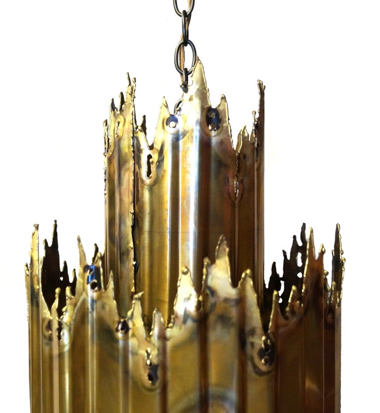 Brutalist Swag Pendant Light Lamp Tom Greene Brass Feldman Co Mid ...