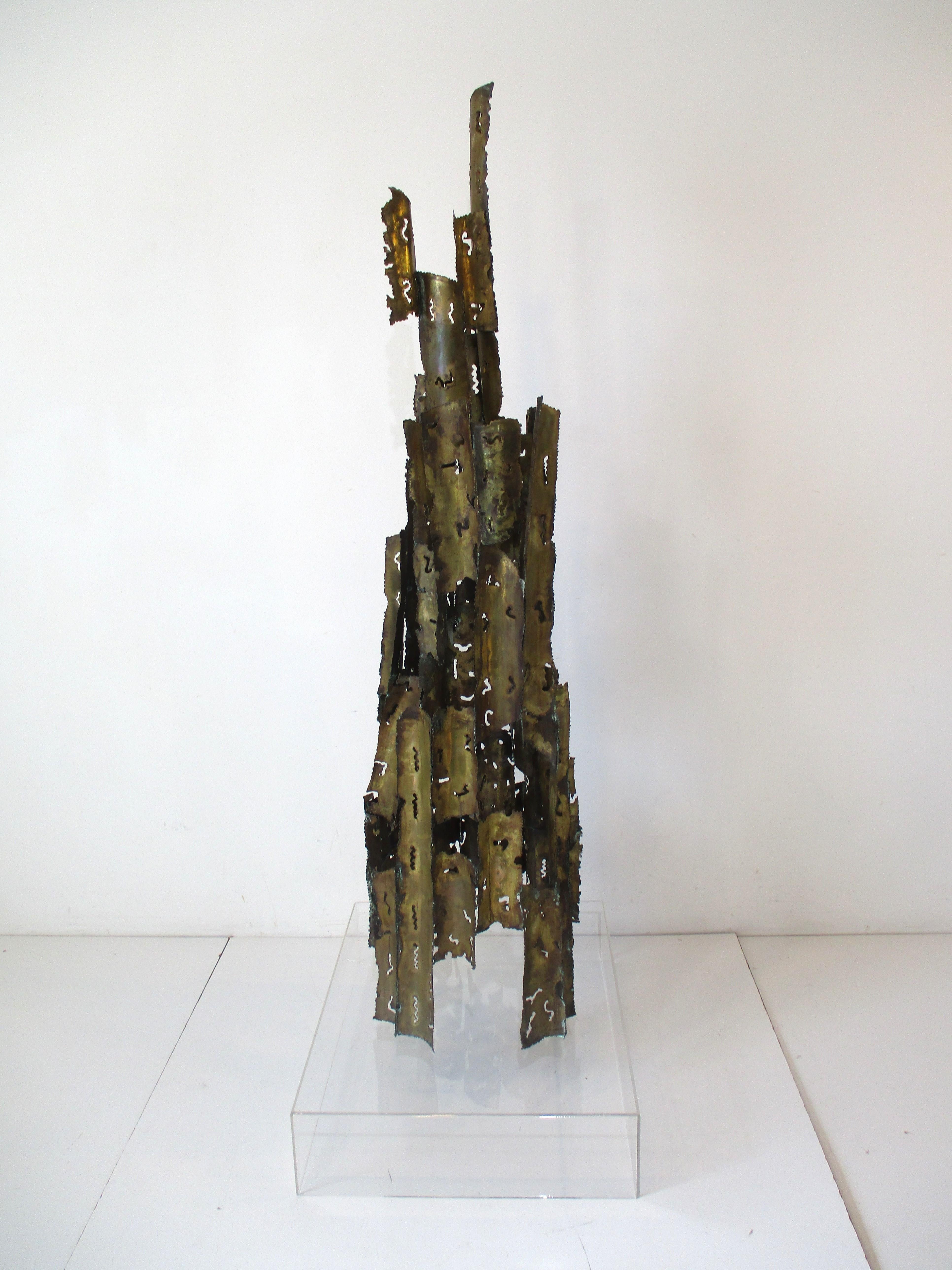 Large Brutalist Torch Cut Metal Sculpture Attributed to Silas Seandel ...