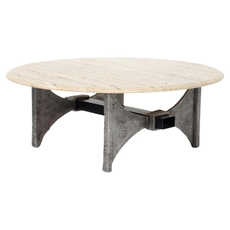 Brutalist Travertin Coffee Table For Sale at 1stDibs