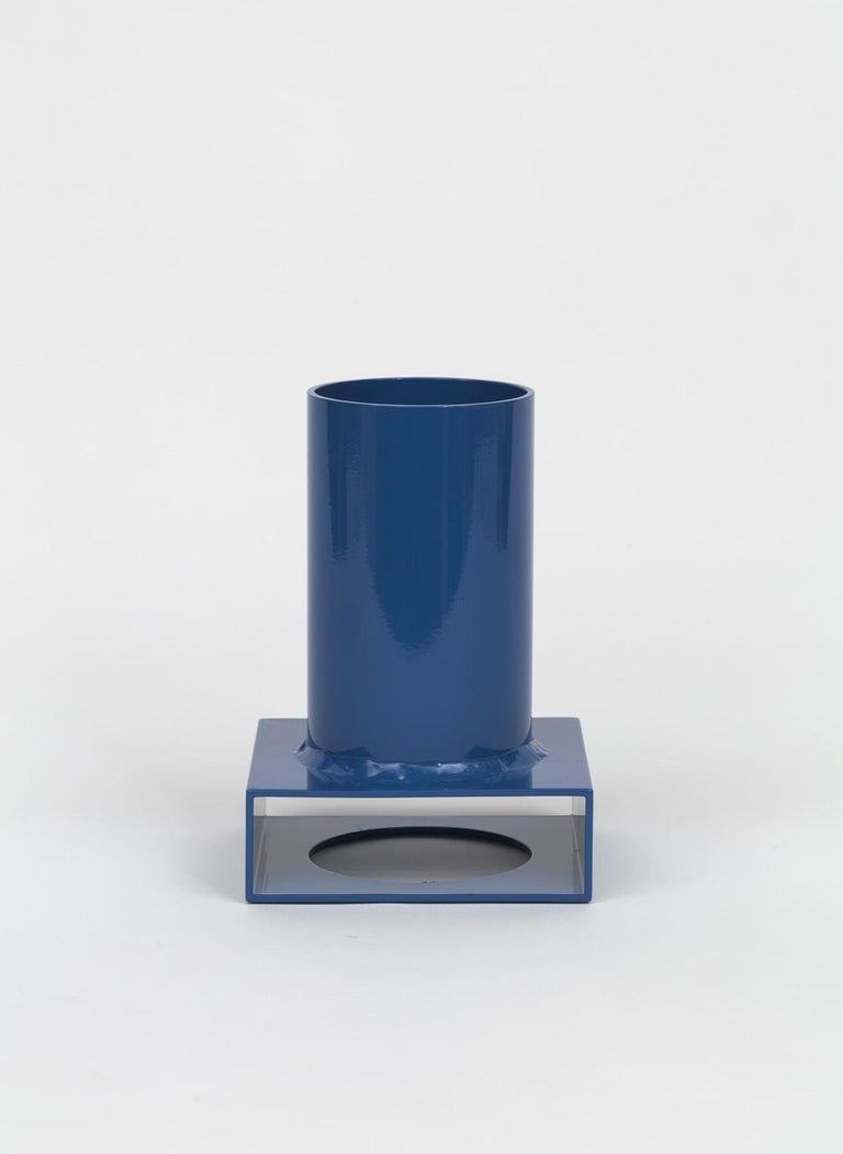 Brute Tube Vase 002 in Deep Adult Blue Powder-Coated Aluminum, Limited ...