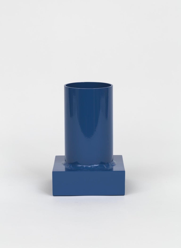 Brute Tube Vase 002 in Deep Adult Blue Powder-Coated Aluminum, Limited ...