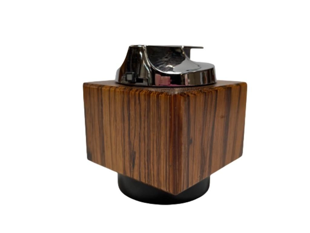 Brutalist "Varaflame Ambassador" Zebra Wood Table Lighter Ronson at 1stDibs
