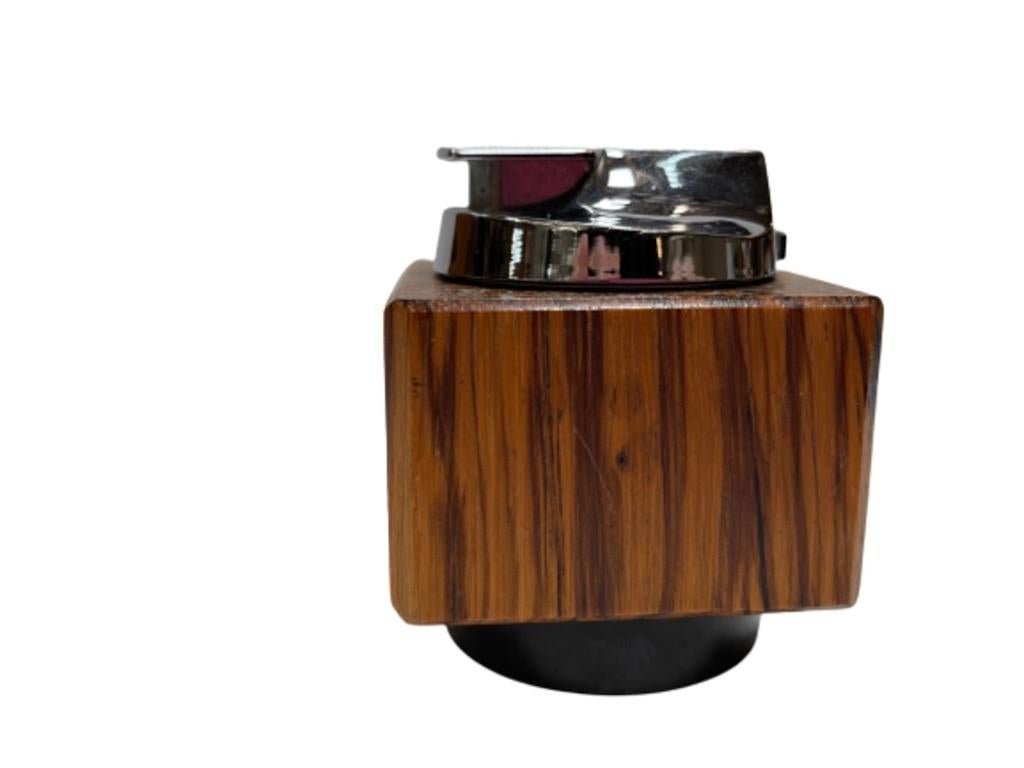 Brutalist "Varaflame Ambassador" Zebra Wood Table Lighter Ronson at 1stDibs