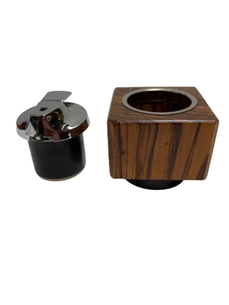 Brutalist "Varaflame Ambassador" Zebra Wood Table Lighter Ronson at 1stDibs