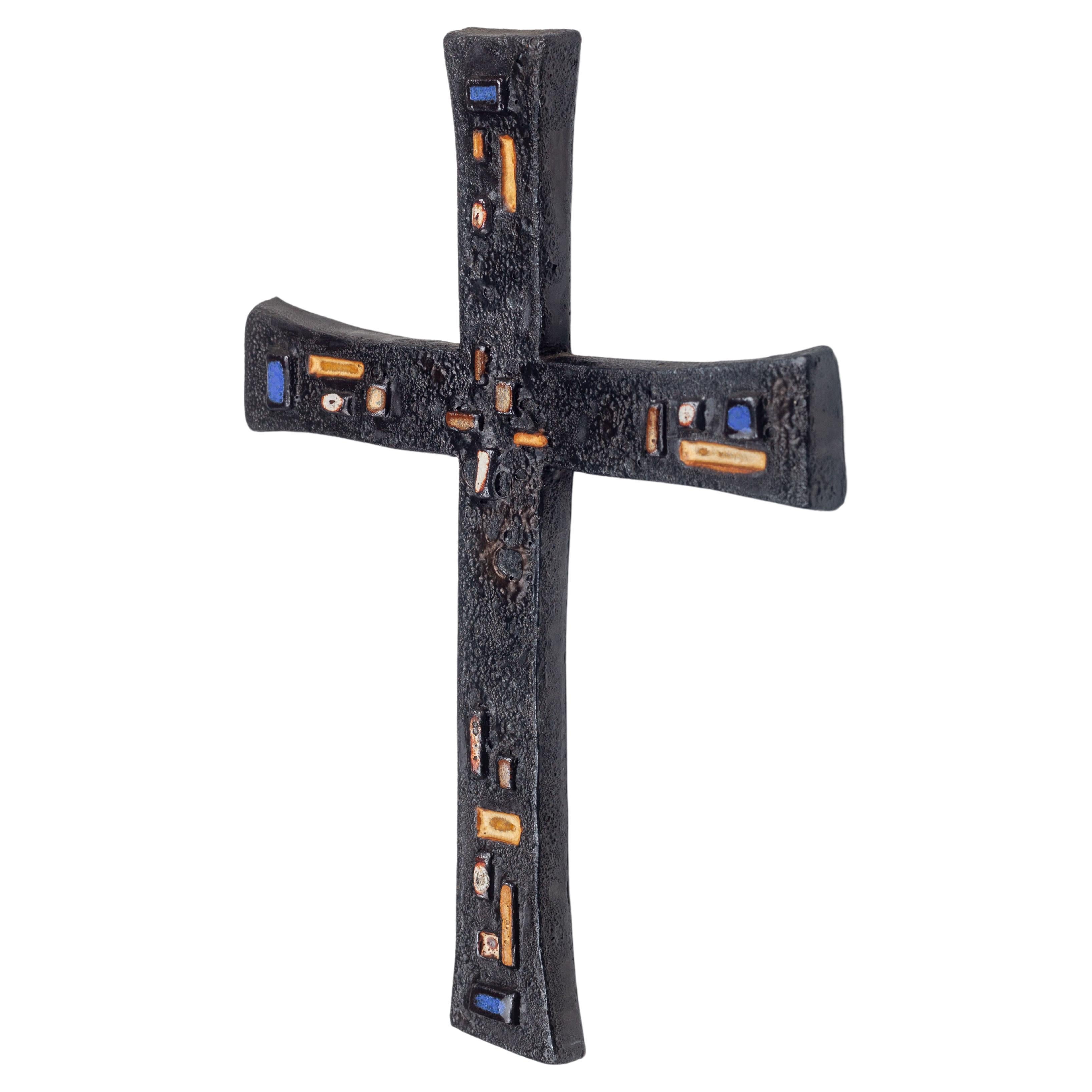 Red ceramic wall cross handmade in Europe For Sale at 1stDibs