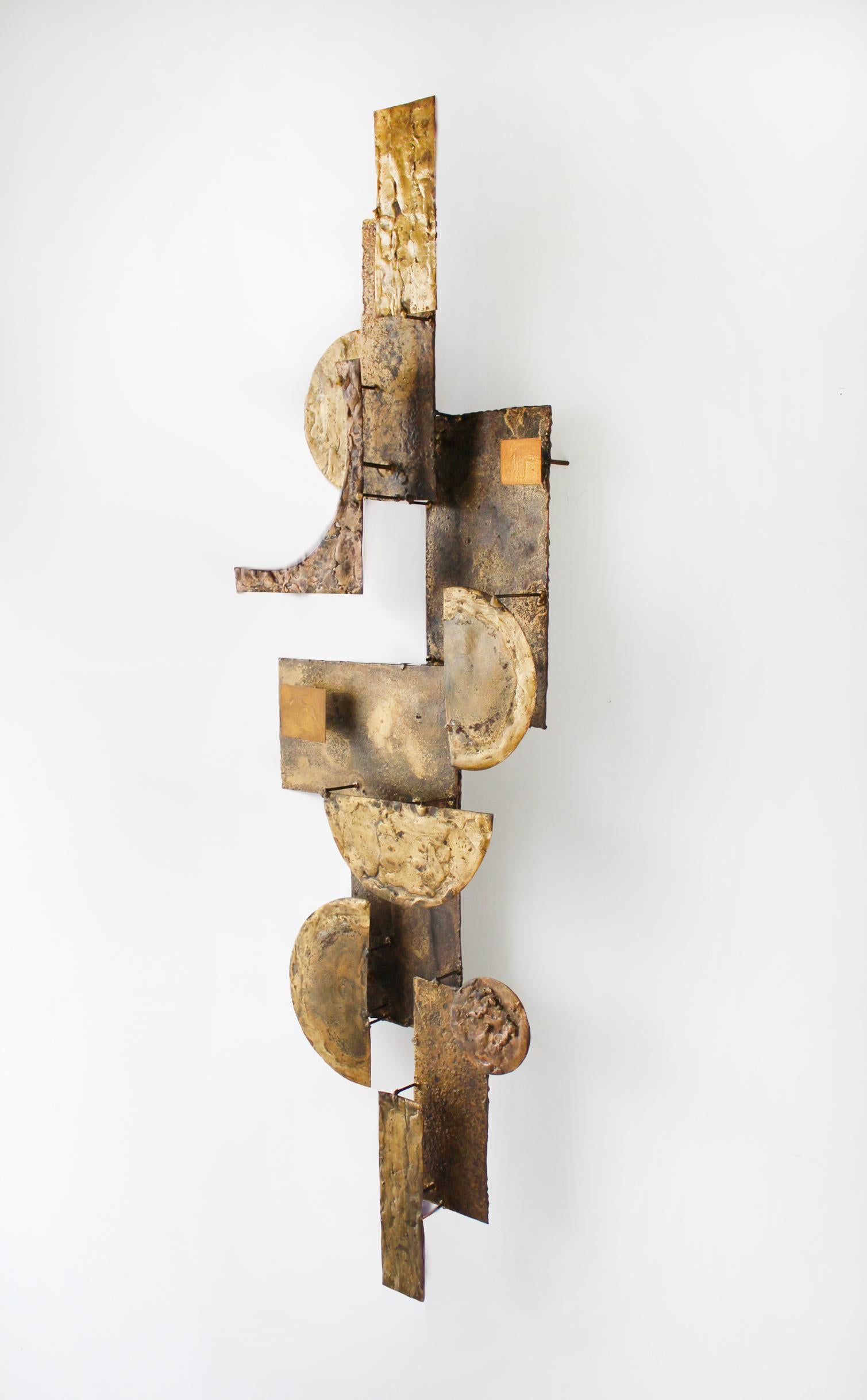 Brutalist Wall Sculpture in Mixed Metals Brass Bronze Copper 1960 ...