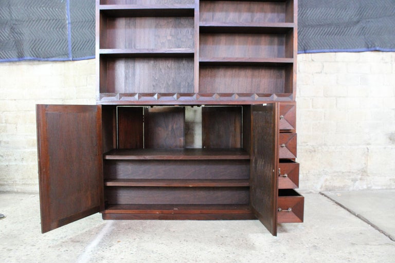 Brutalist Walnut Bookcase Room Divider Library Étagère Cabinet ...