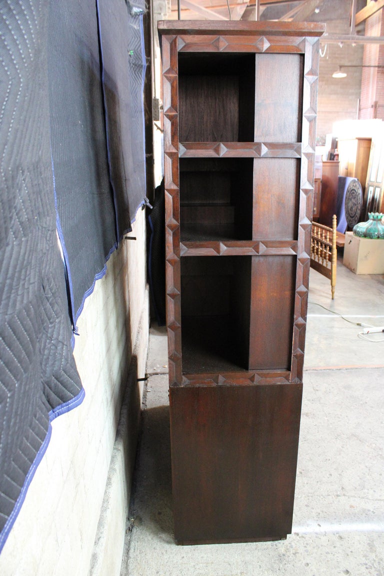 Brutalist Walnut Bookcase Room Divider Library Étagère Cabinet ...