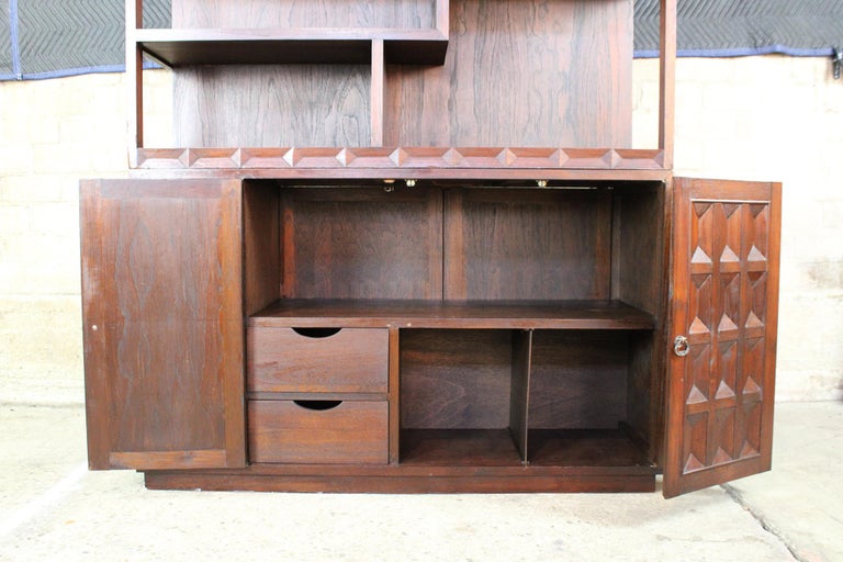 Brutalist Walnut Bookcase Room Divider Library Étagère Cabinet ...