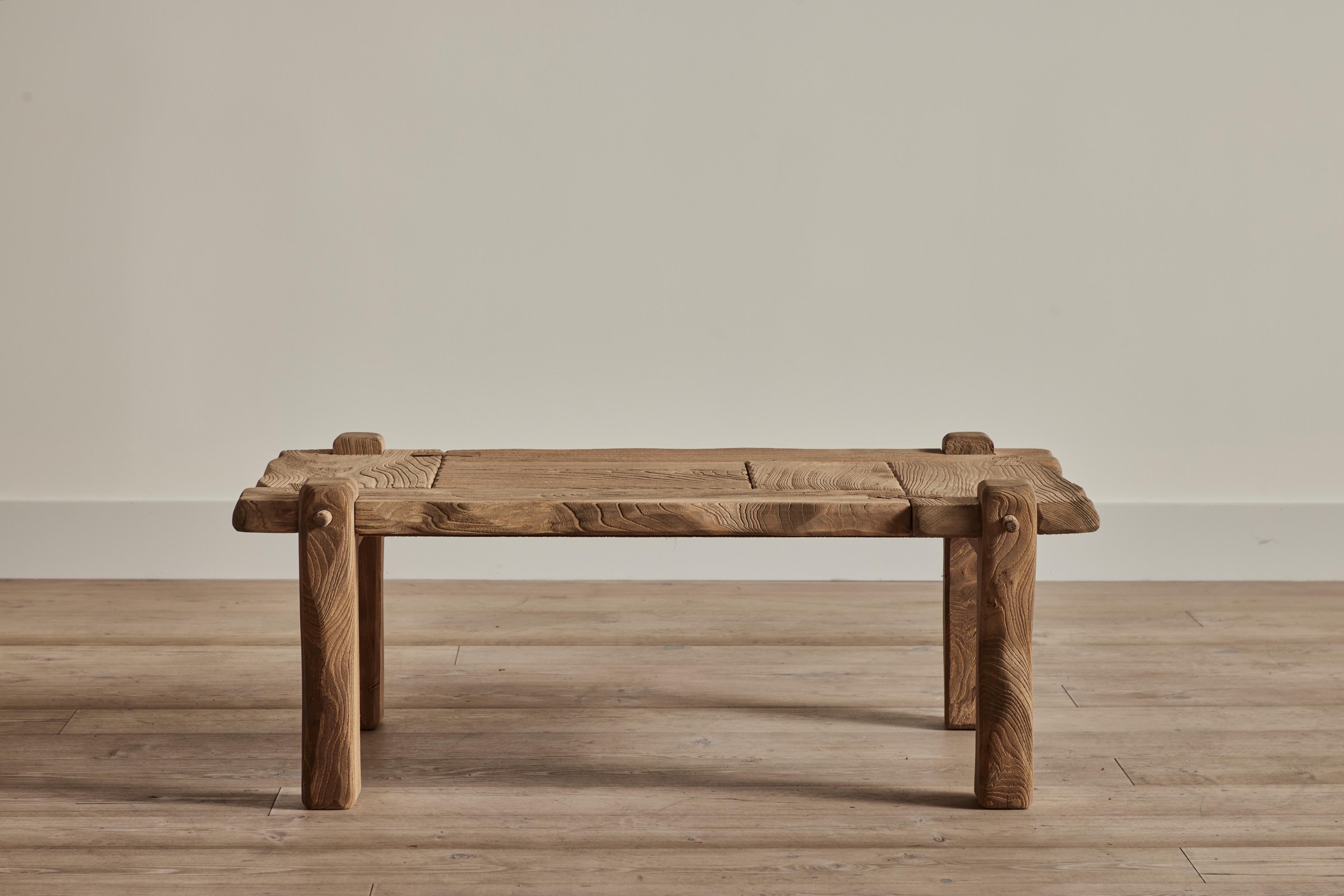 Brutalist Wood Panel Coffee Table For Sale at 1stDibs