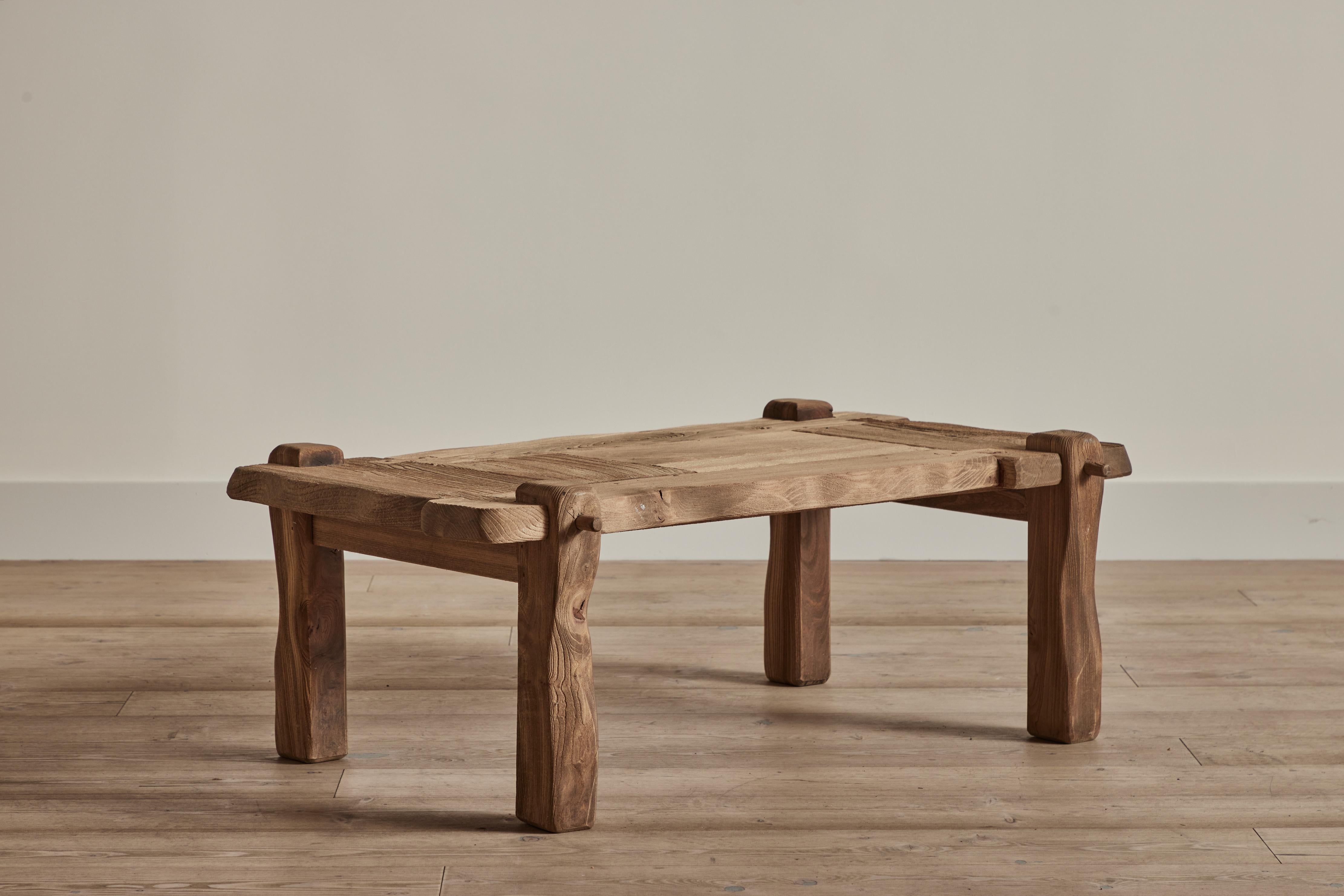 Brutalist Wood Panel Coffee Table For Sale at 1stDibs