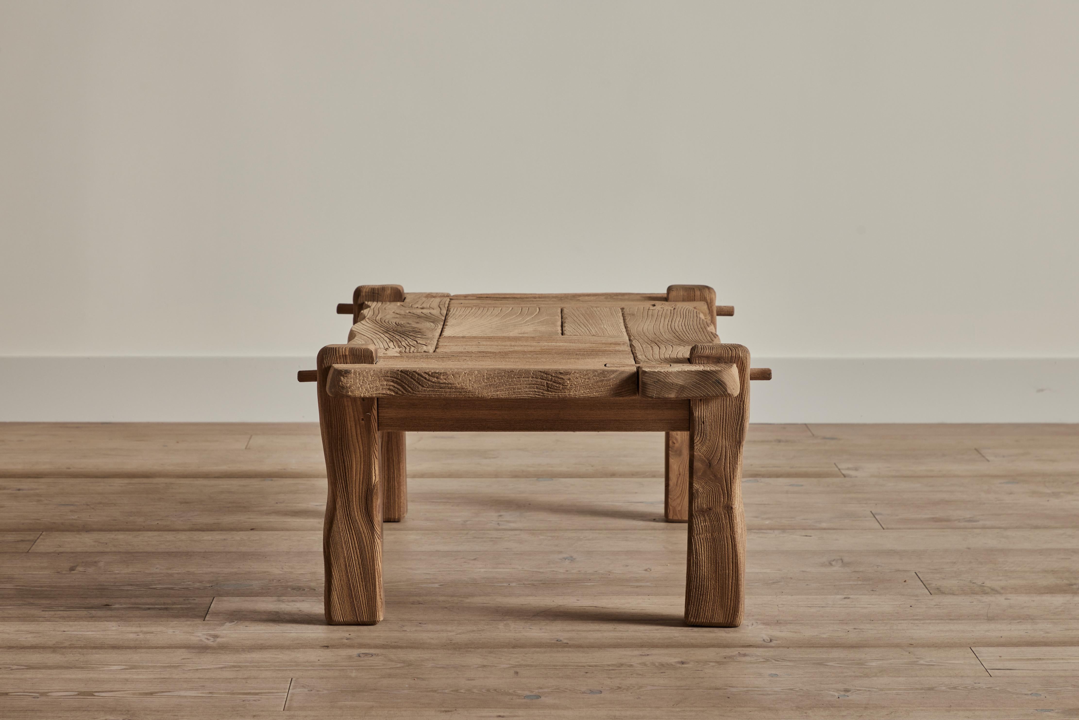 Brutalist Wood Panel Coffee Table For Sale at 1stDibs