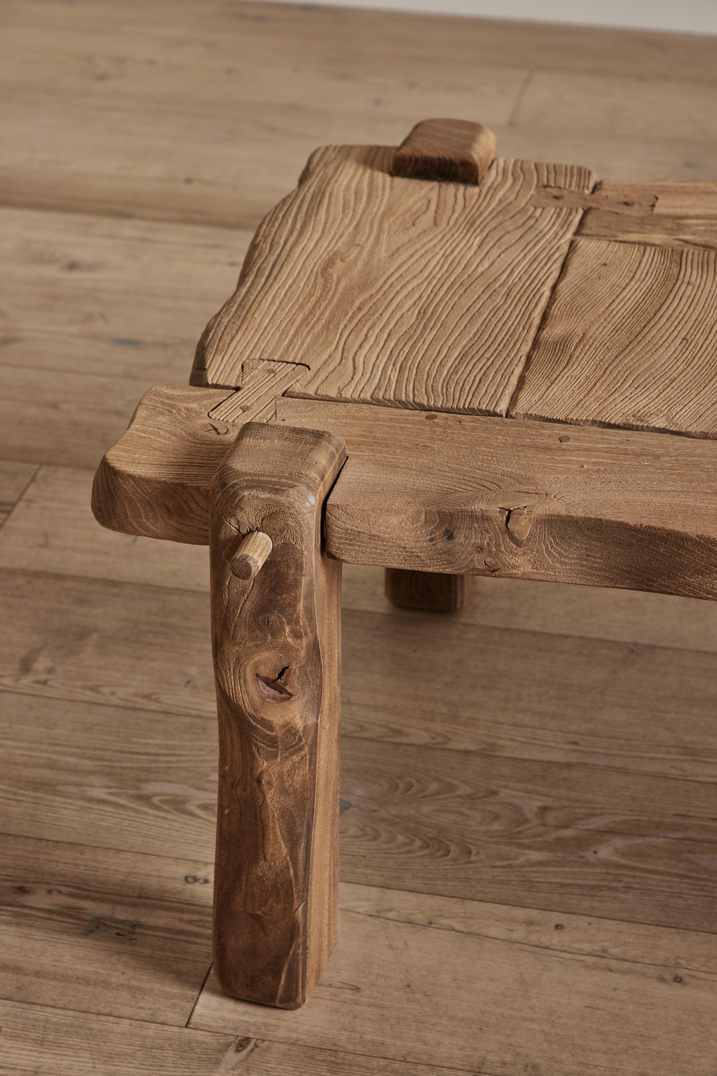 Brutalist Wood Panel Coffee Table For Sale at 1stDibs
