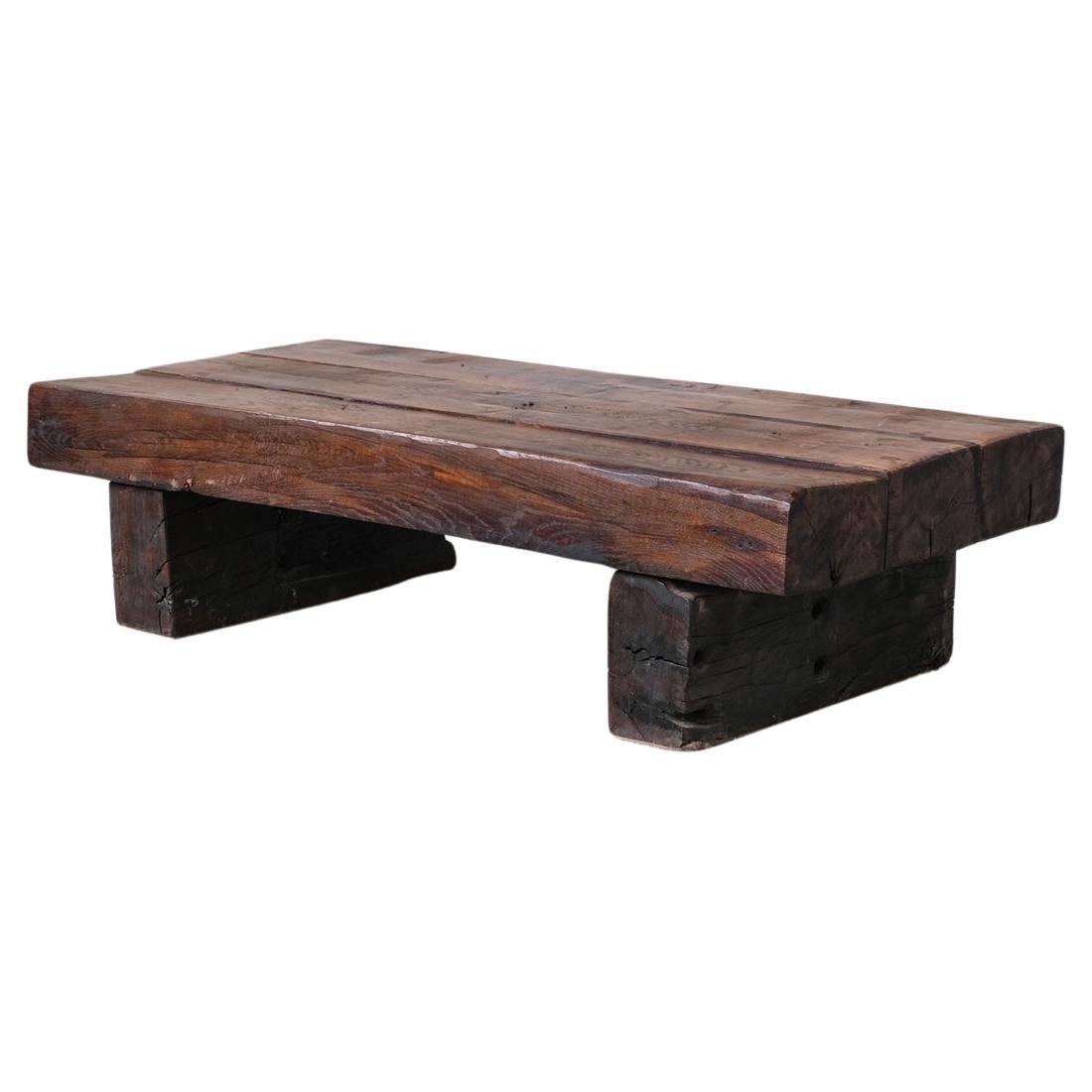 Brutalist Wooden 'Sleeper' Mid-Century Dutch Coffee Table at 1stDibs