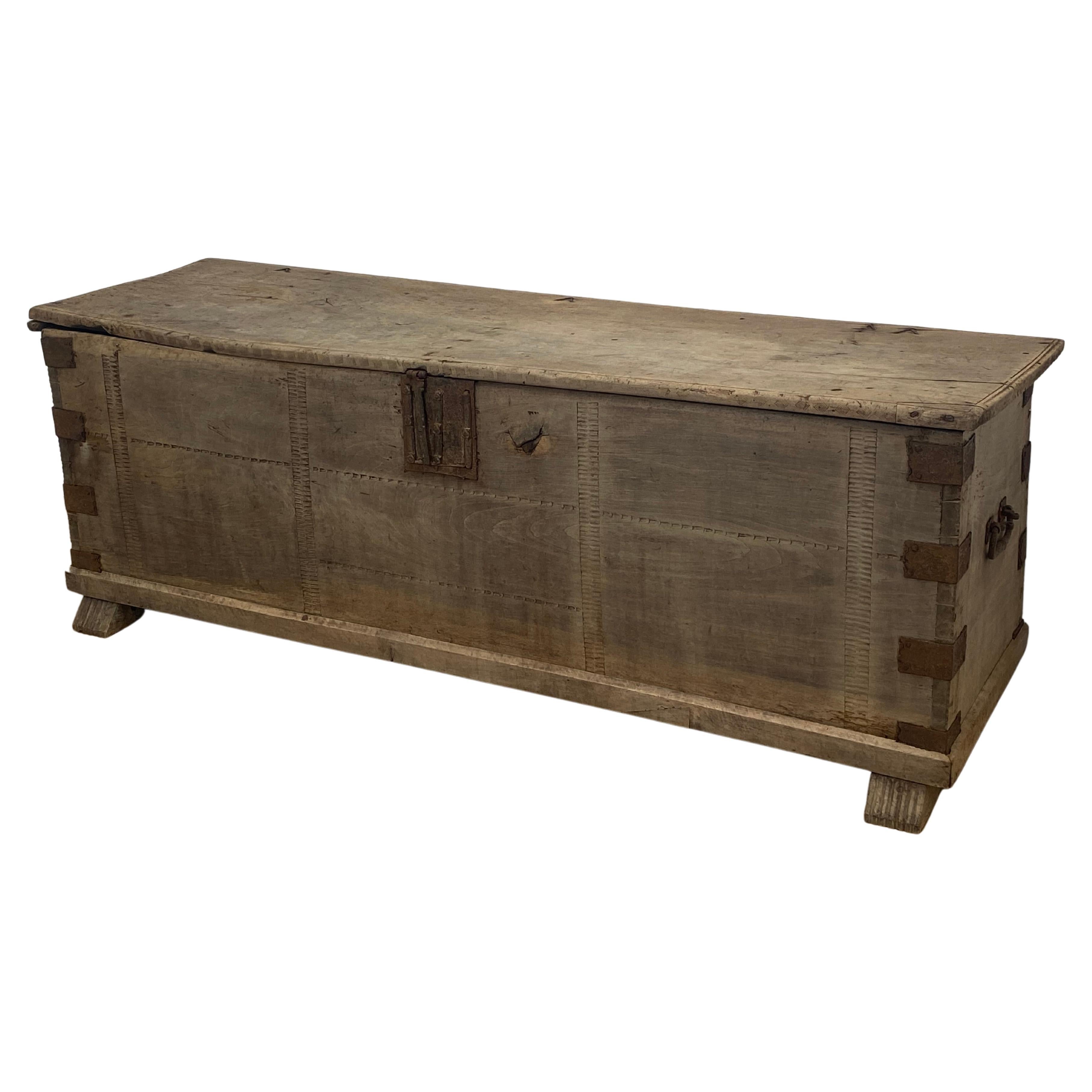 Antique French Chestnut and Poplar Coffer at 1stDibs