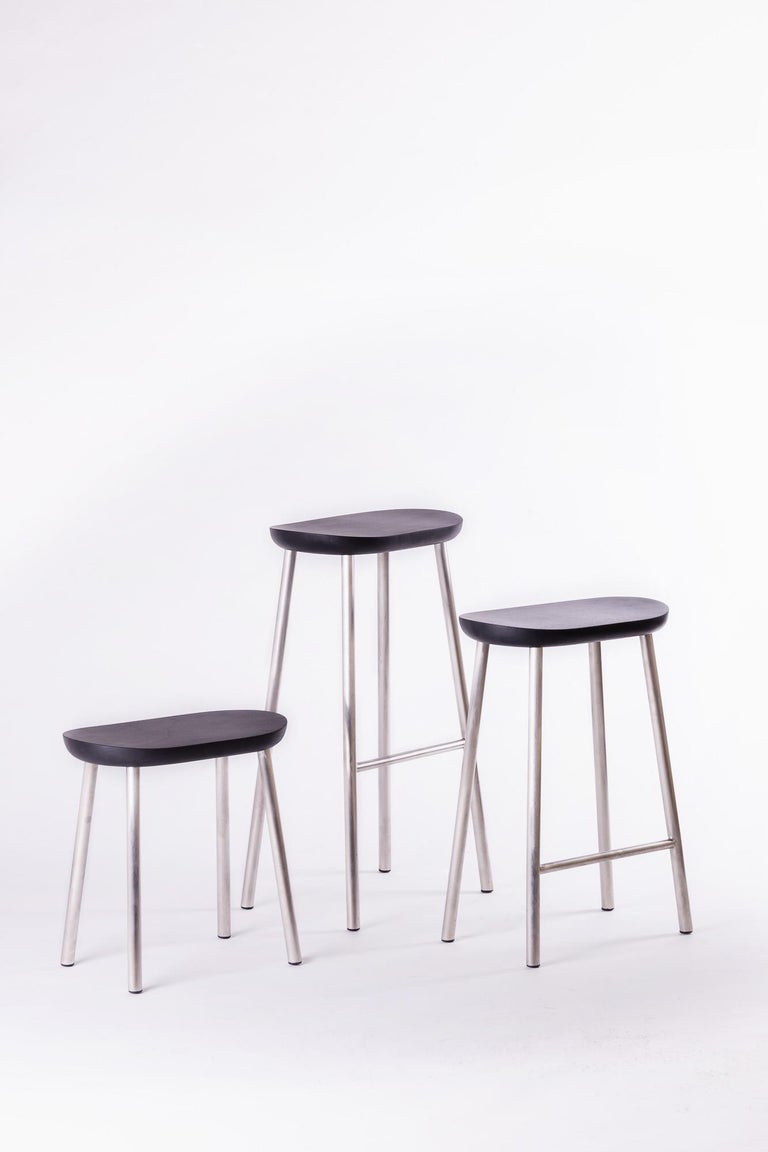 Buacheen, Natural Dark Acacia Wood Bar Stool with Stainless Legs For ...