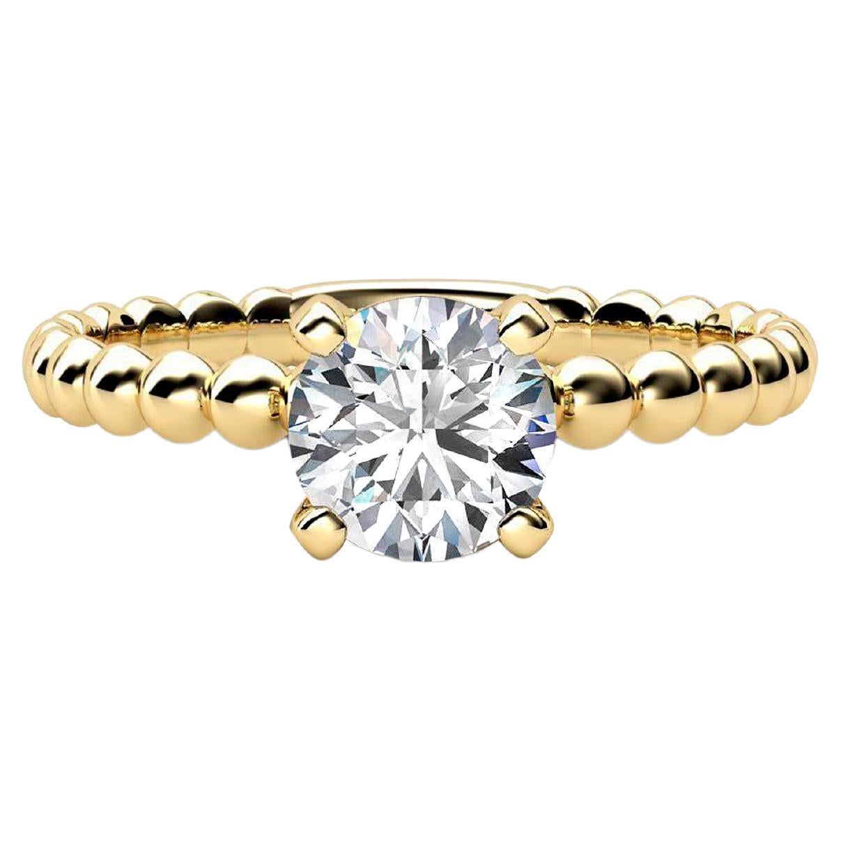 Customizable Bubble and Bead Solitaire Moissanite Engagement Ring 14k ...