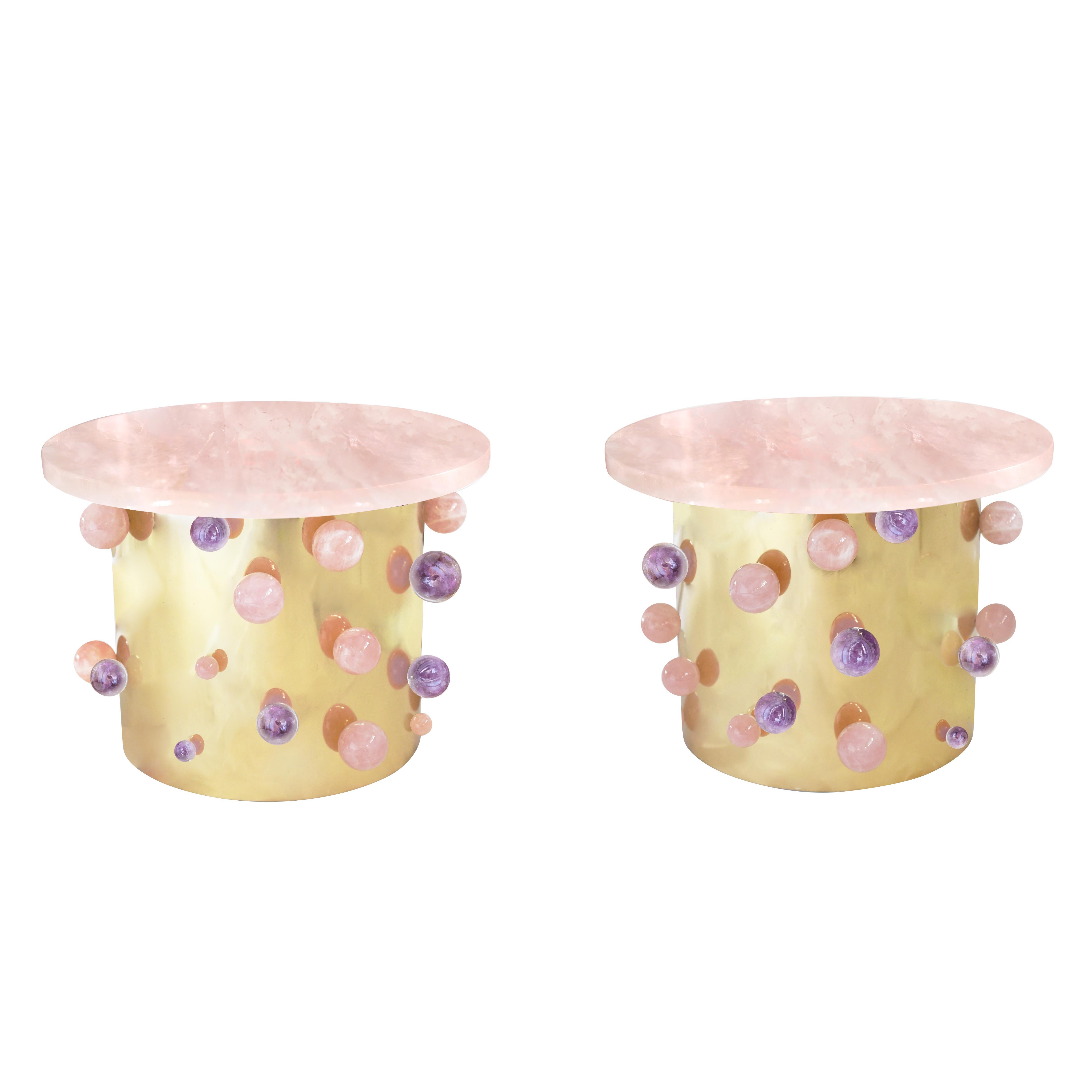 Bubble Cherry Blossom Rock Crystal Cocktail Tables By Phoenix For Sale ...