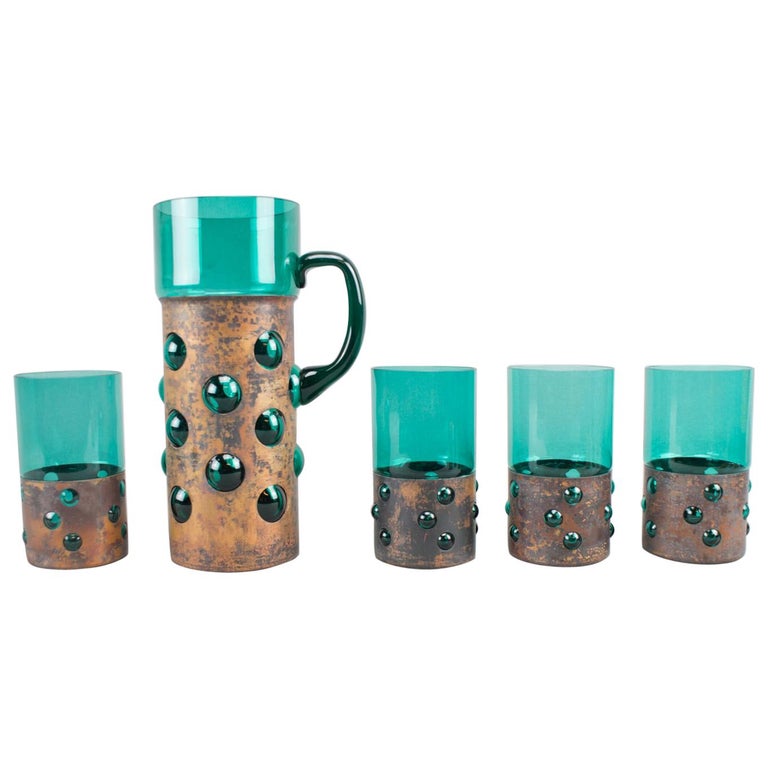 Bubble Glass Juice Jug and Drinking Glasses Set by Driburg Krystal ...