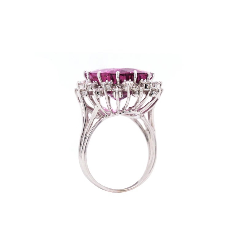 Bubble Gum Pink Tourmaline White Gold and Diamond Cocktail Ring For ...