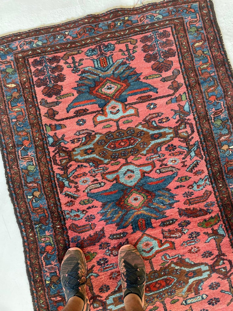 Bubble Gum - Salmon Pink Antique Rug, c.1940 For Sale at 1stDibs