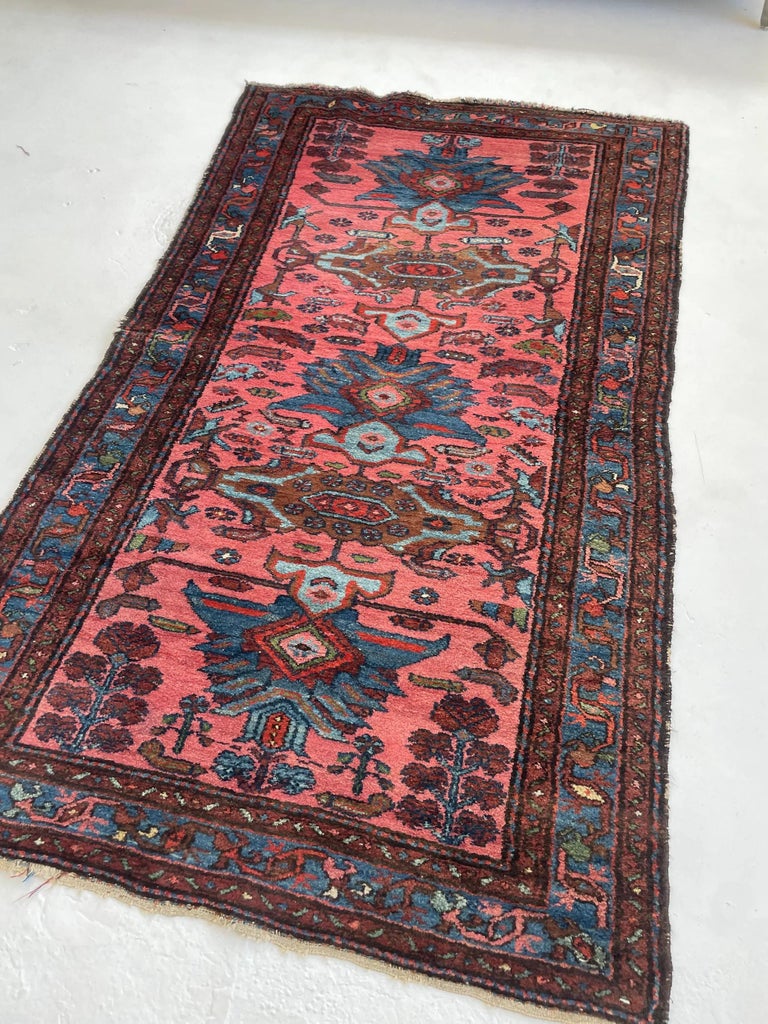 Bubble Gum - Salmon Pink Antique Rug, c.1940 For Sale at 1stDibs