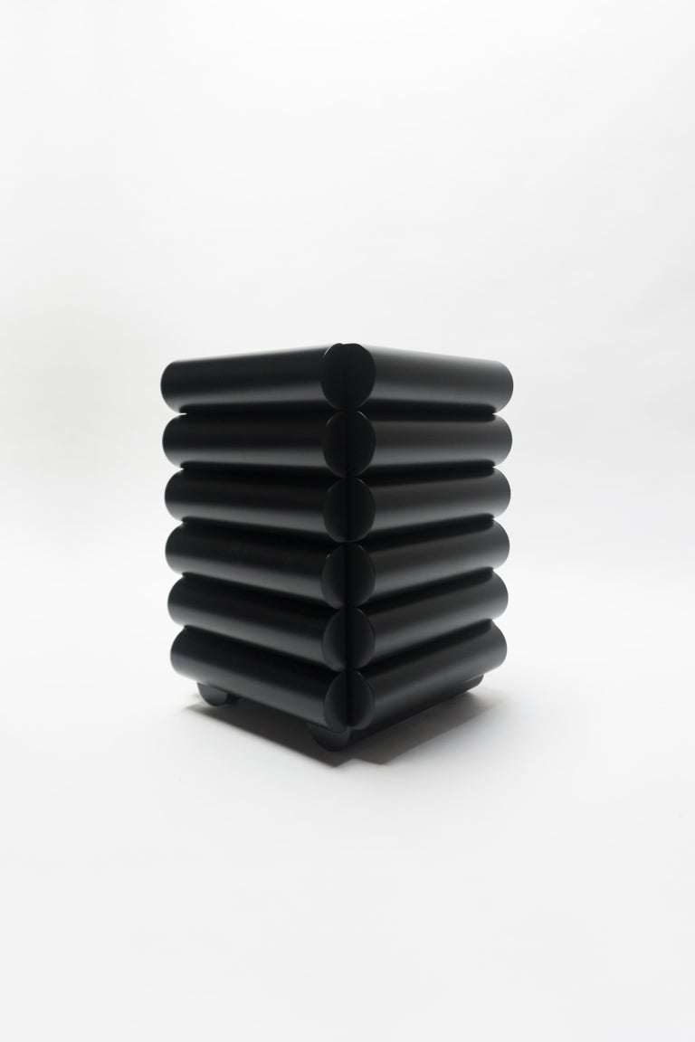 Bubble Side Table Chest of Drawers in Midnight Black and Oak by Steven Bukowski For Sale at 1stDibs