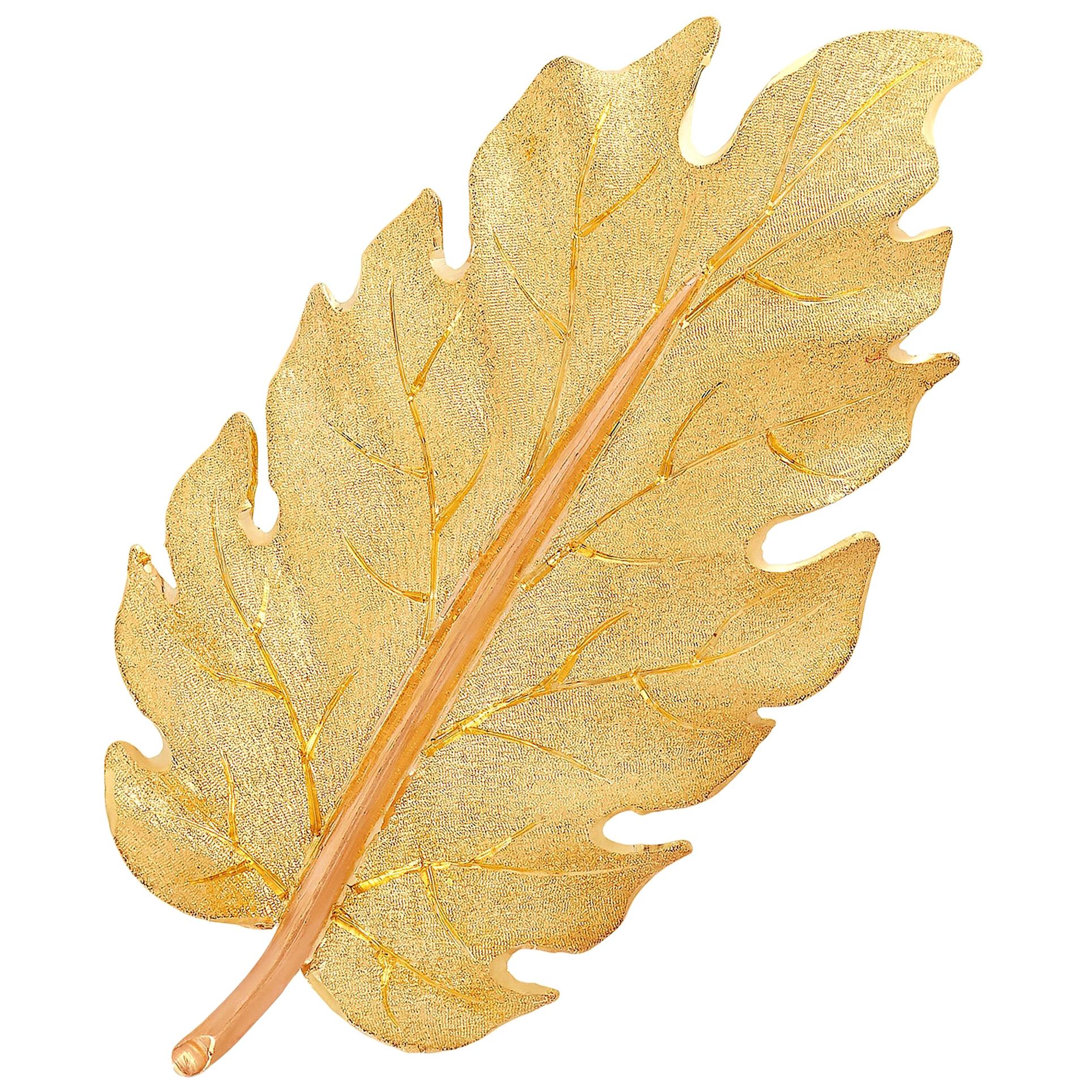 Buccellati 18 Karat Yellow Gold Leaf Brooch at 1stDibs