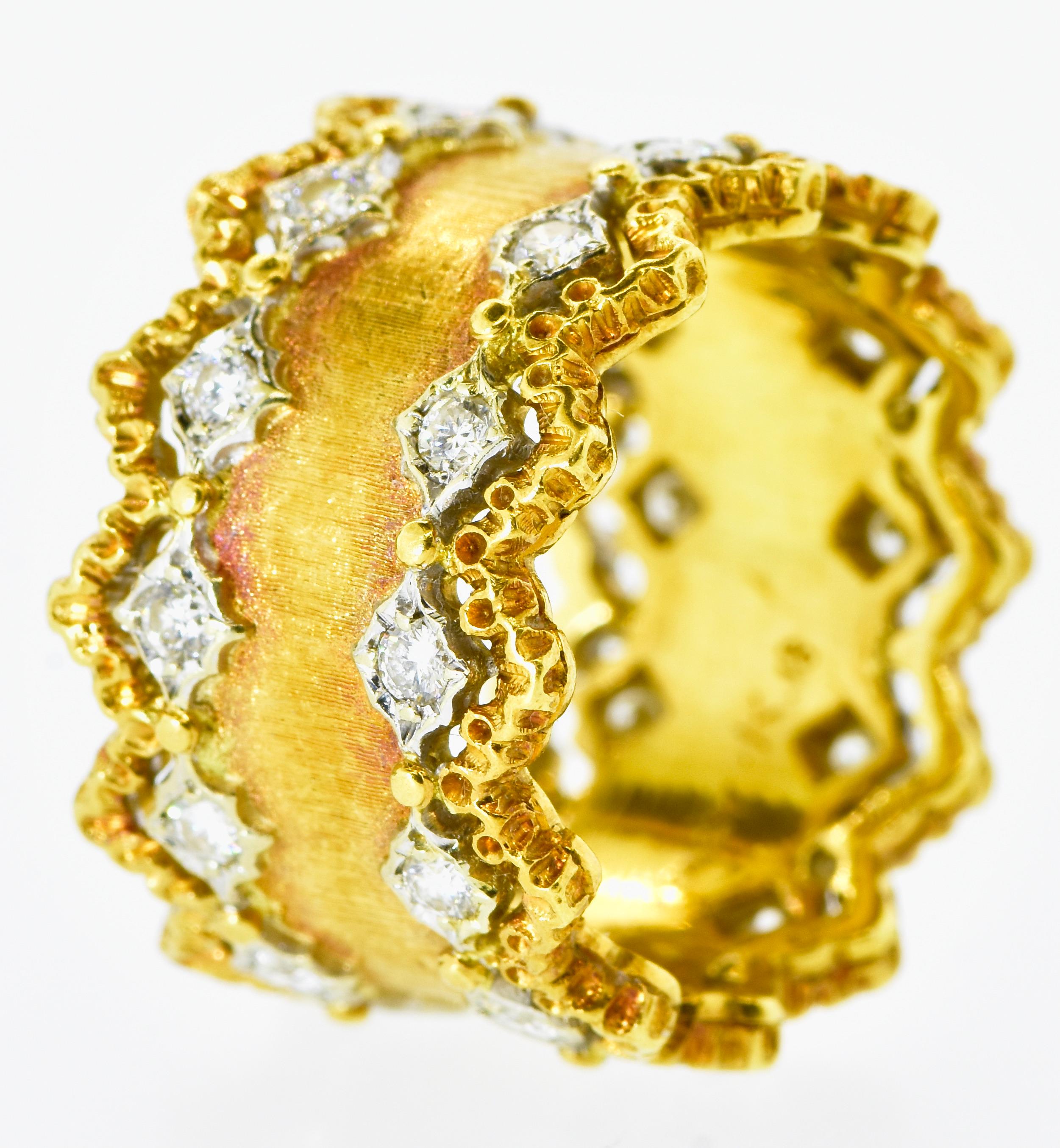 Buccellati 18K Yellow Gold and Diamond Vintage Band Ring, circa 1980 ...