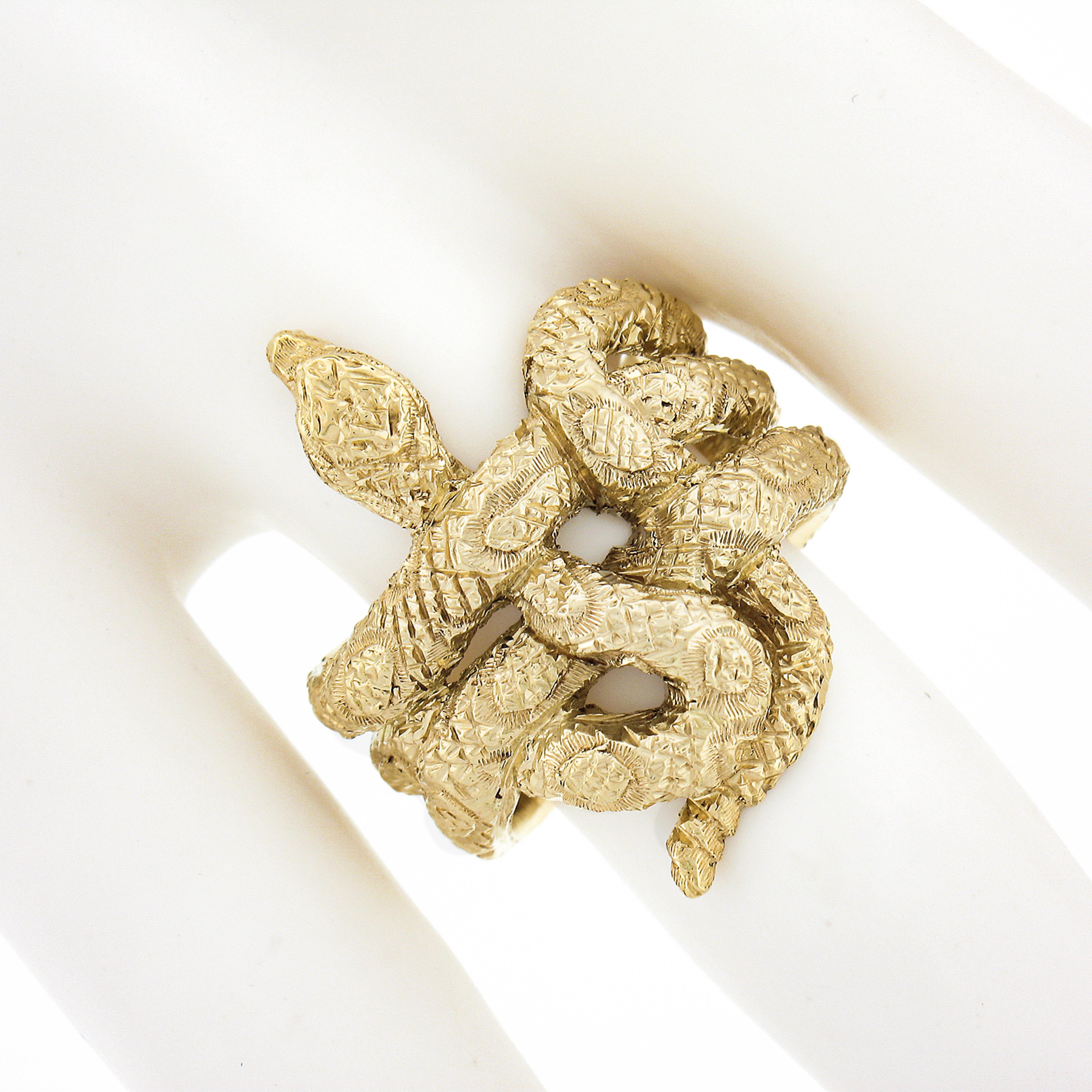 Buccellati 18k Yellow Gold Textured Articulated Coiled Snake Wrap Wide ...