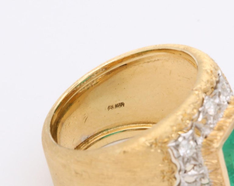 Buccellati Emerald Diamond Ring at 1stDibs