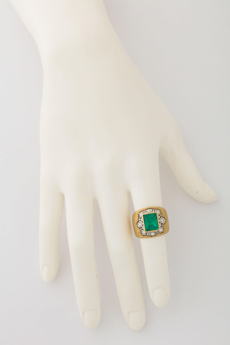 Buccellati Emerald Diamond Ring at 1stDibs