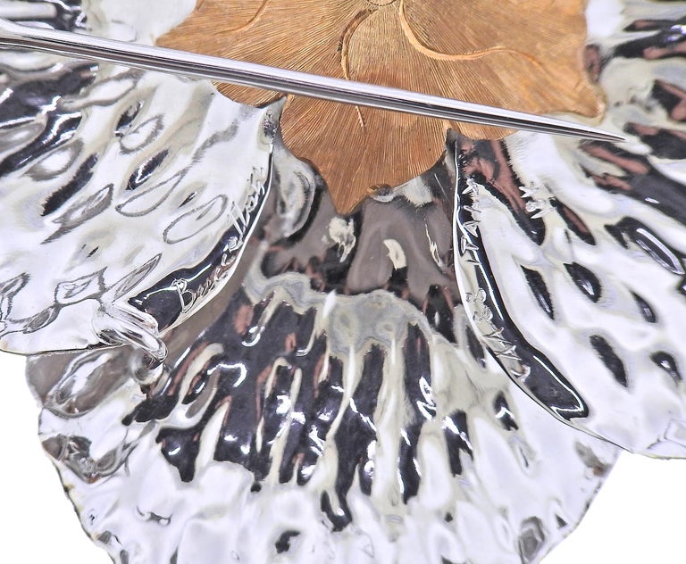 Buccellati Gold Large Flower Brooch Pin For Sale at 1stDibs