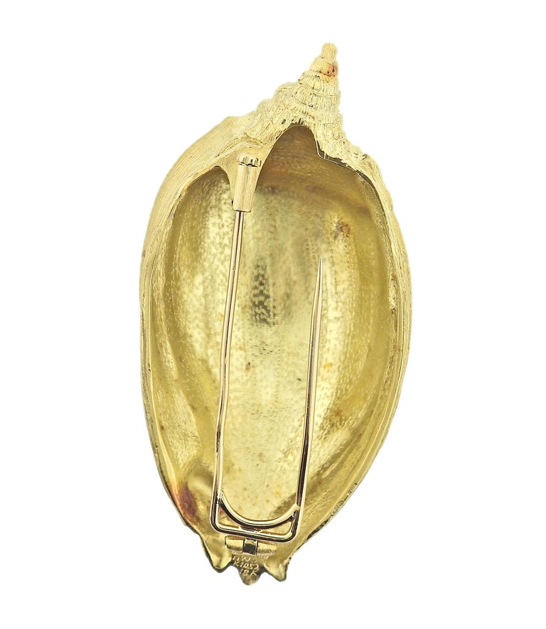 Buccellati Gold Shell Brooch Pin For Sale at 1stDibs