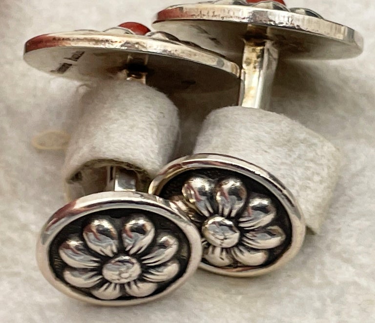 Buccellati Italian Pair of Sterling Silver and Jasper Cufflinks in ...
