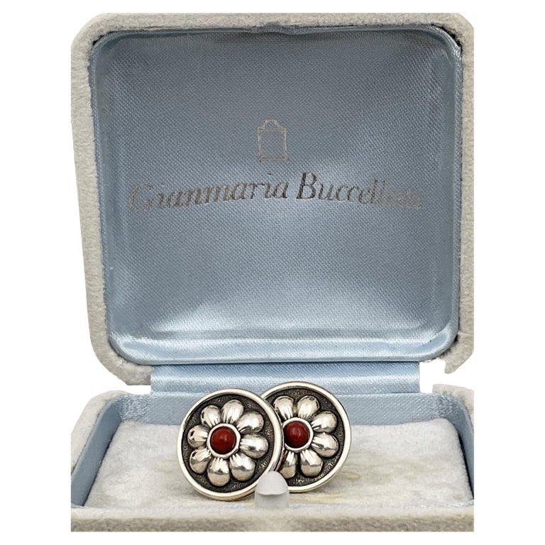 Buccellati Italian Pair of Sterling Silver and Jasper Cufflinks in ...