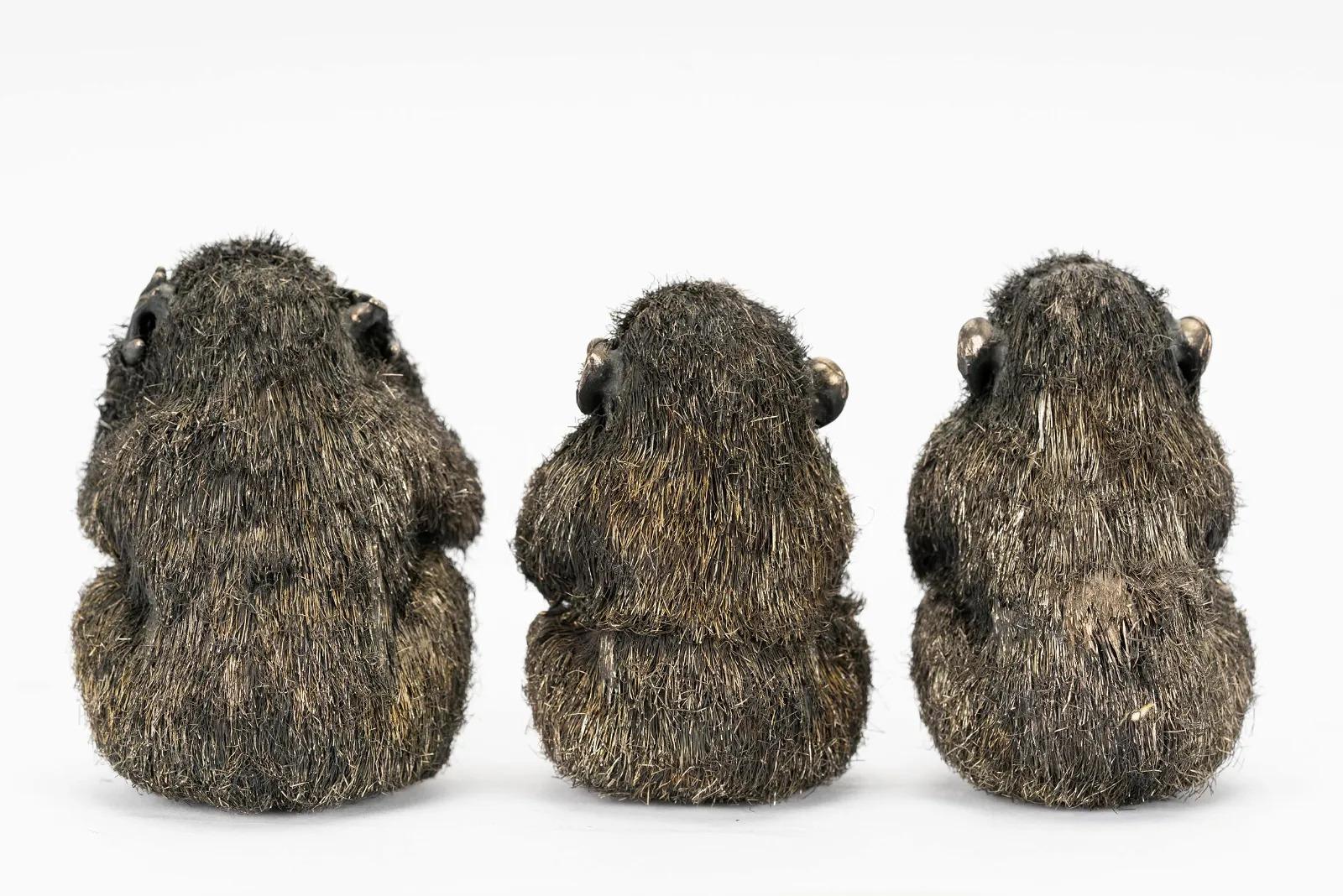 Buccellati Italy, a Set of Three Silver Models of the Wise Monkeys at ...