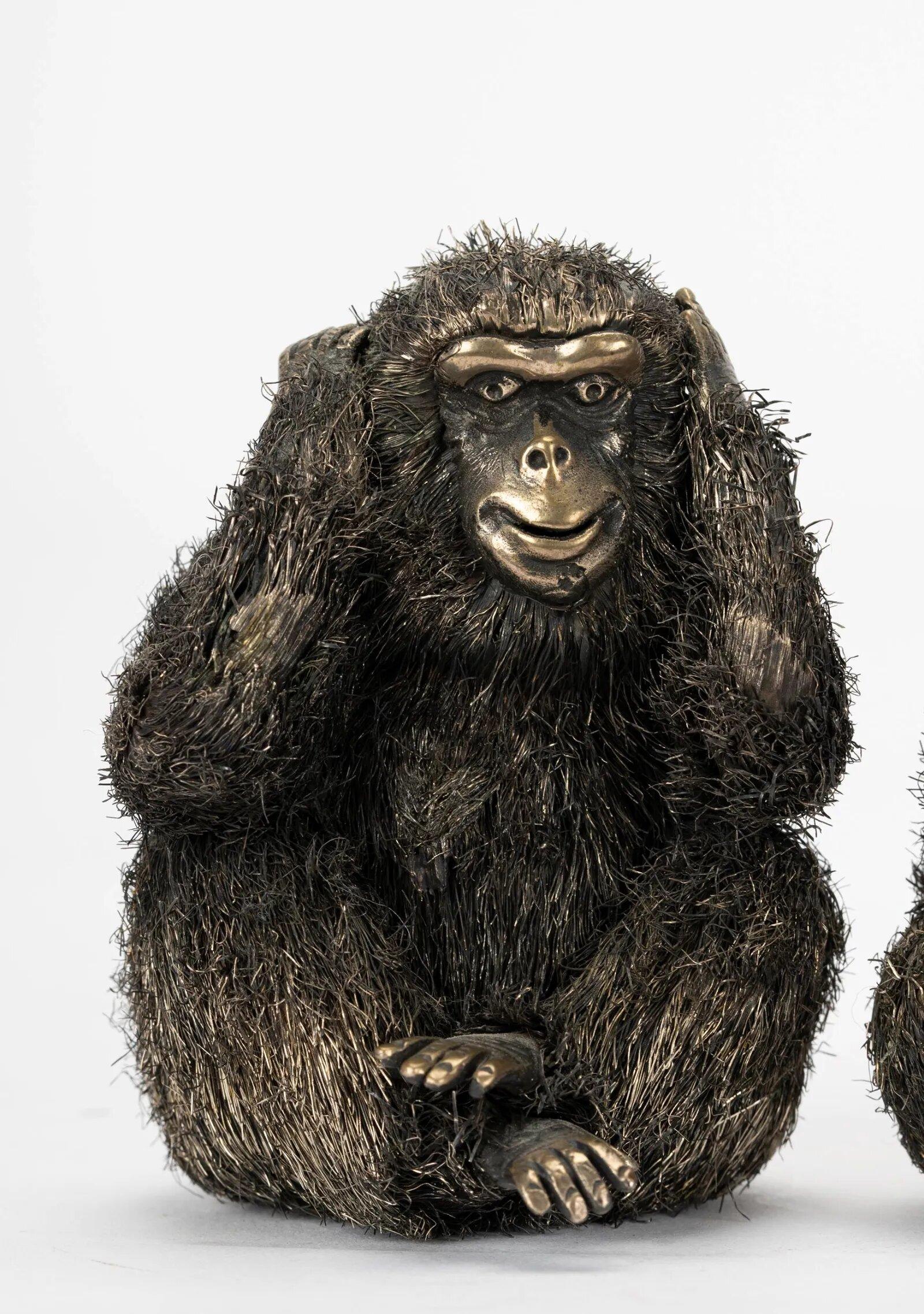 Buccellati Italy, a Set of Three Silver Models of the Wise Monkeys at ...