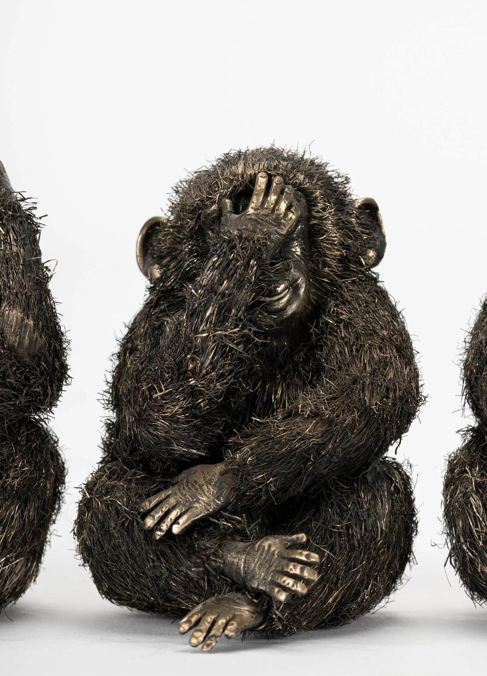 Buccellati Italy, a Set of Three Silver Models of the Wise Monkeys at ...