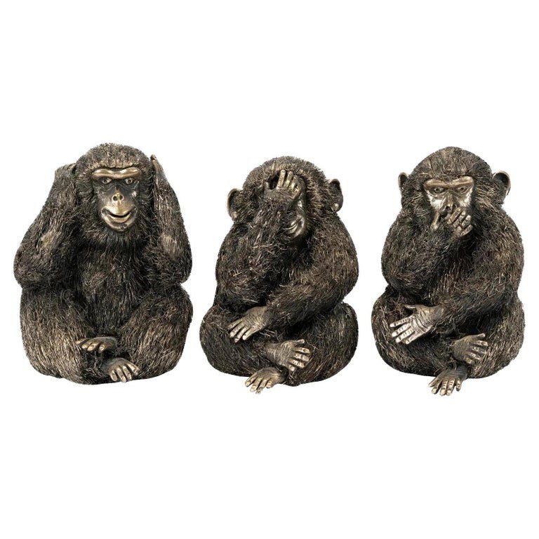 Buccellati Italy, a Set of Three Silver Models of the Wise Monkeys For ...