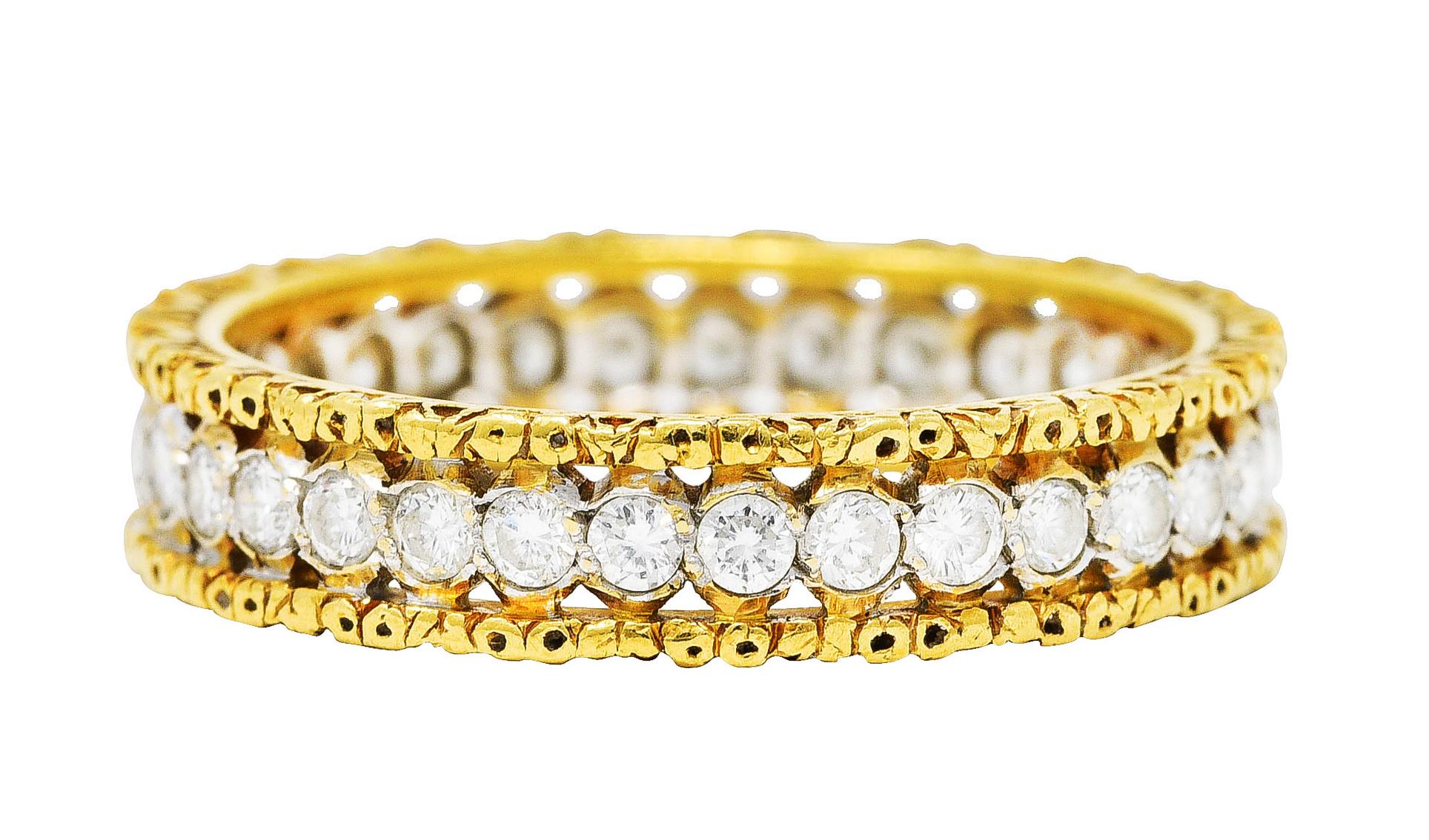 Buccellati Italy Diamond 18 Karat Two-Tone Gold Rombi Eternelle Band ...