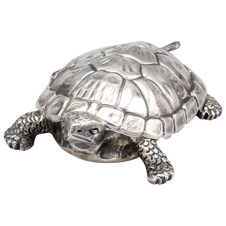 Buccellati Midcentury Sterling Silver Turtle Box at 1stDibs