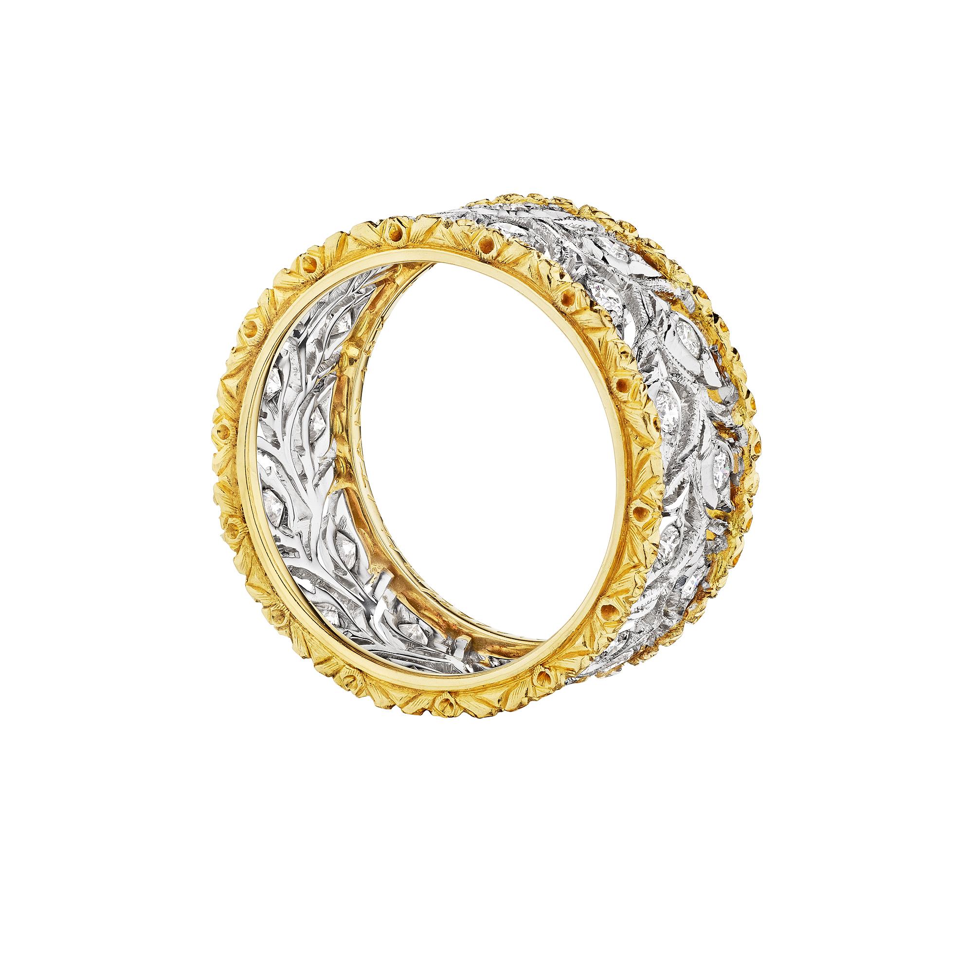 Buccellati Modernist Diamond Gold Openwork Band Ring For Sale at ...