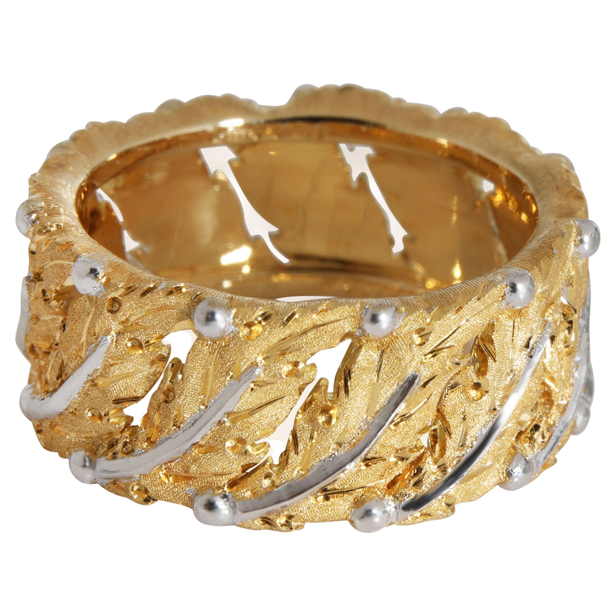 Buccellati Gold Leaf Motif Wide Band Ring at 1stDibs