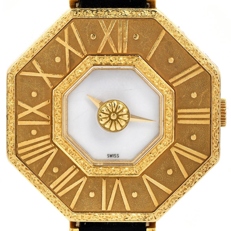 Buccellati Oktachron 18k Yellow Gold Quartz Watch For Sale at 1stDibs