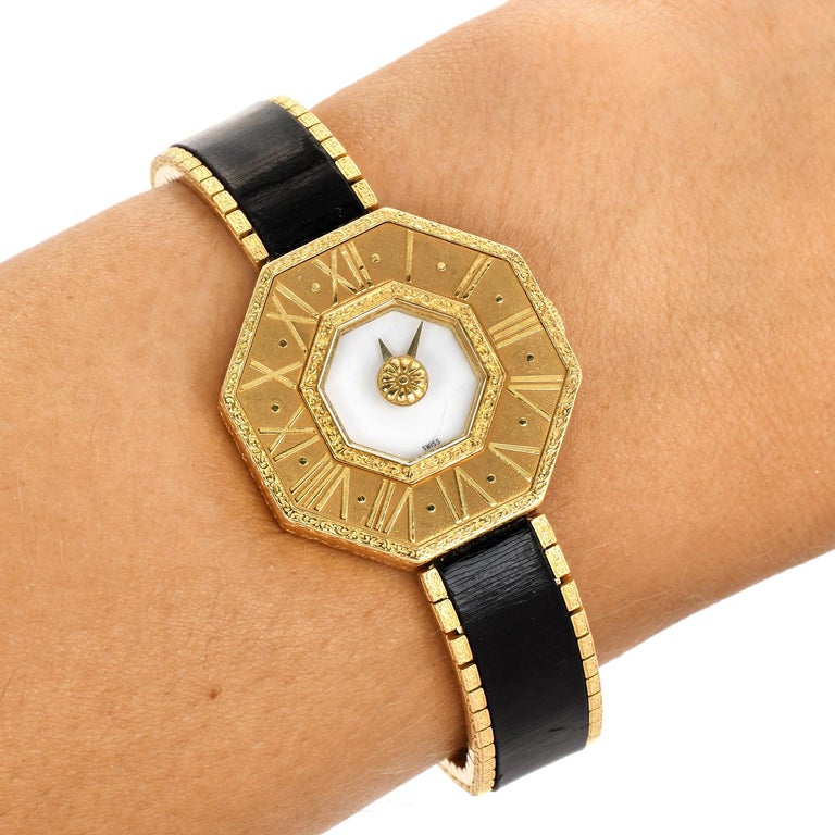 Buccellati Oktachron 18k Yellow Gold Quartz Watch For Sale at 1stDibs