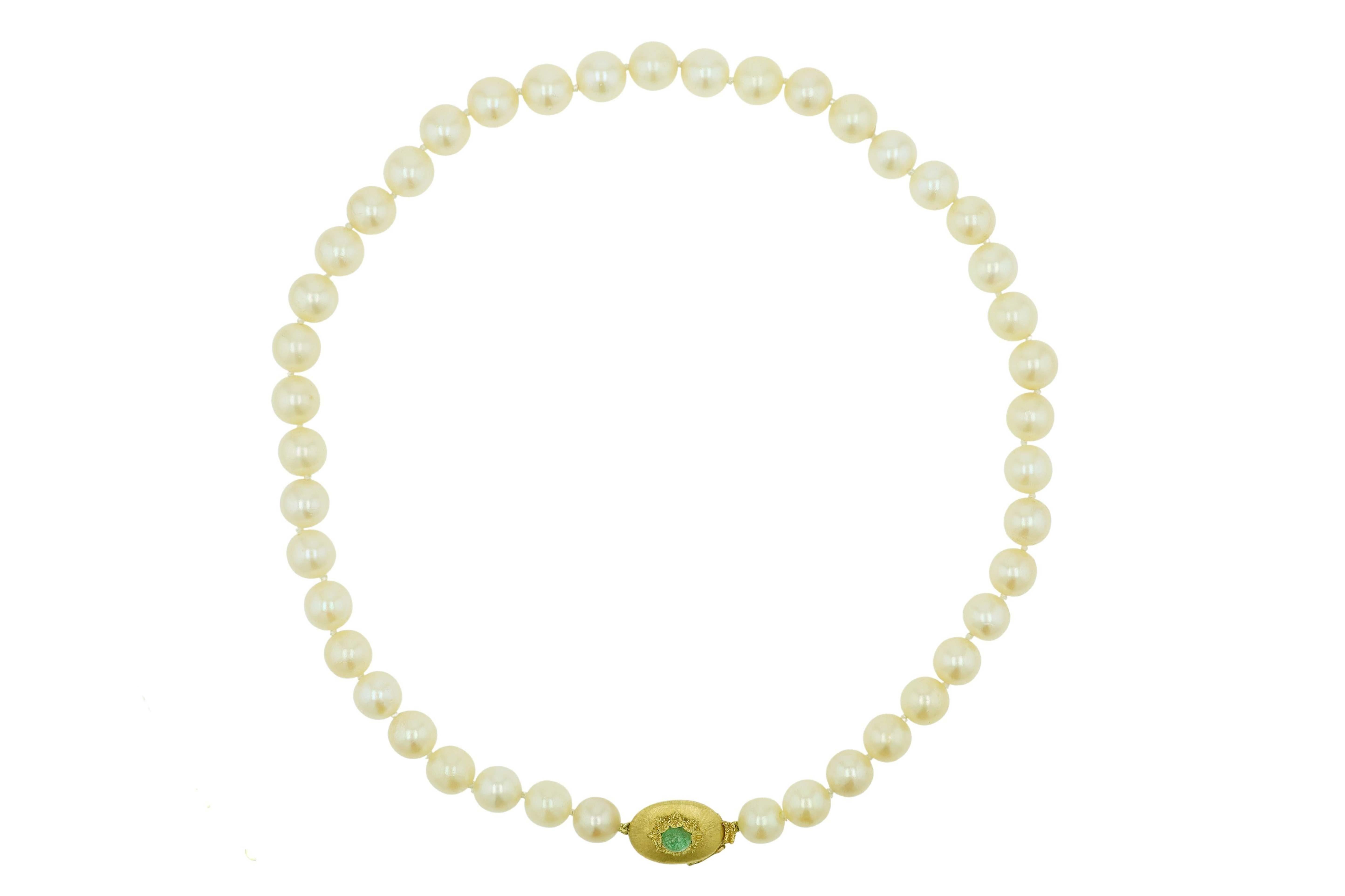 Buccellati Pearl and Emerald Necklace at 1stDibs