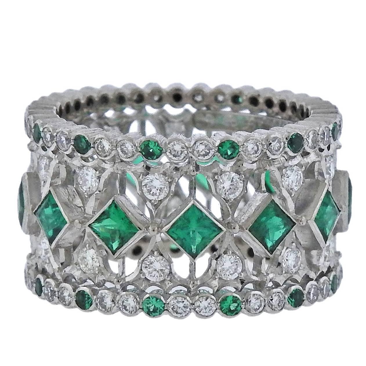 Buccellati Emerald Diamond Ring at 1stDibs